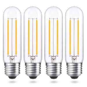 aielit vintage t10/t30 led bulb 25 watt equivalent, warm white 2700k, 200 lumens, e26 base, 2w dimmable led tubular bulbs, classic filament edison bulb for pendant lights chandelier, 4-pack