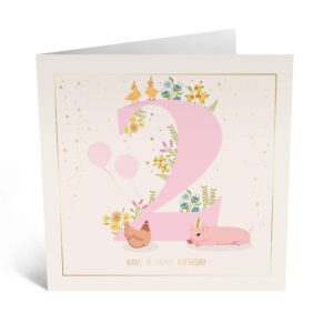 CENTRAL 23 - Cute 2nd Birthday Cards for Kids - 'Have a Happy Birthday' - Pretty Card for Her - Ideal for Him - Comes with Fun Stickers