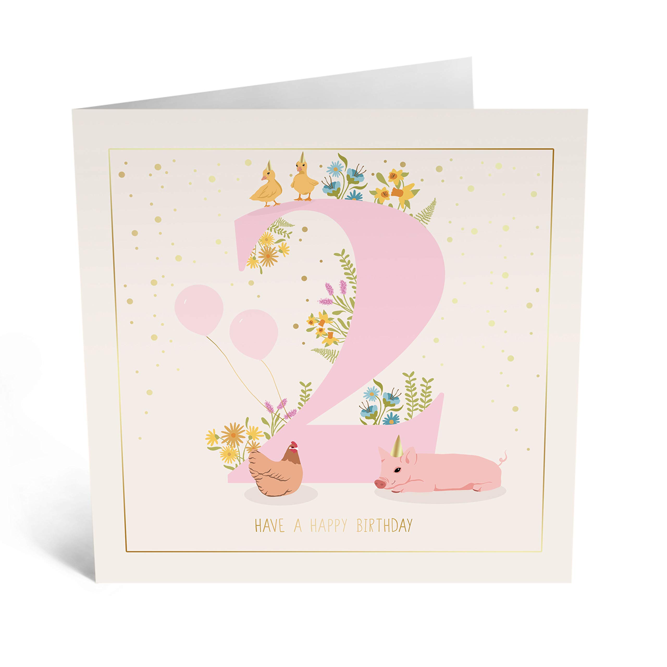 CENTRAL 23 - Cute 2nd Birthday Cards for Kids - 'Have a Happy Birthday' - Pretty Card for Her - Ideal for Him - Comes with Fun Stickers