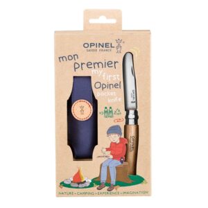 opinel my first no.7 box set with sheath - stainless steel children’s folding pocket knife with safety rounded tip