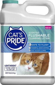 cat's pride lightweight clumping litter: flushable - powerful odor control - scented, 10 pounds