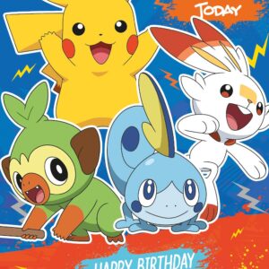 Danilo Promotions Official Pokemon Birthday Card, Sticker Sheet Included to Personalise Name and Age,Multi,210 x 290 mm