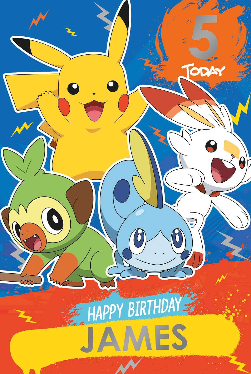 Danilo Promotions Official Pokemon Birthday Card, Sticker Sheet Included to Personalise Name and Age,Multi,210 x 290 mm