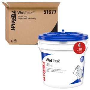 wypall wettask customizable wet wiping system bucket (51677), standard size, 4 buckets and 4 lids/case