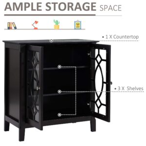 HOMCOM Sideboard Buffet Cabinet, Kitchen Storage Cabinet, Double Glass Door Accent Cabinet with Adjustable Shelves, Espresso