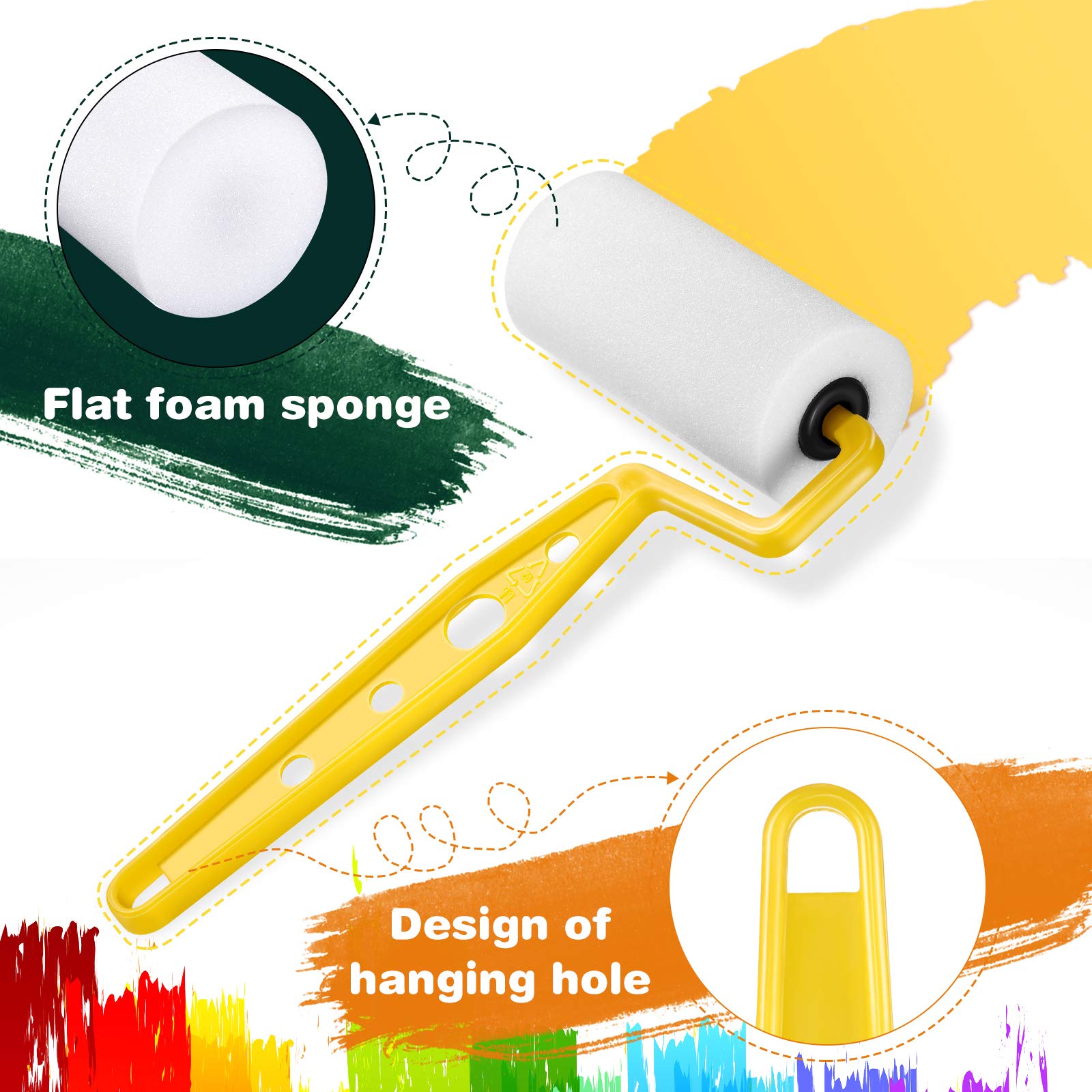 Geiserailie 11 Pcs Foam Paint Roller 3-inch Mini Paint Roller Kit Small Paint Roller Covers with Roller Frame for Home Wall Ceilings Room Door Cabinet Painting Supplies