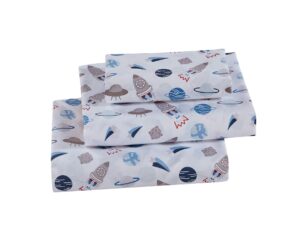 linen plus sheet set kids/teen solar system spaceship universe rocket ufo white blue grey red new # blue solar (twin)