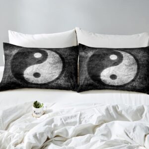 Yin Yang Bedding Set for Girls Boys Boho Trippy Psychedelic Art Comforter Cover Decorative Gossip Pattern Duvet Cover Traditional Ying Yang Theme Bed Set King Size 3Pcs Bedclothes (No Comforter)