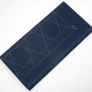 Yokota Daruma Sashiko Cloth Sashiko Fabric - Pre-Printed Sashiko Sampler - White with English Instruction Inside (Navy MANEKINEKO)