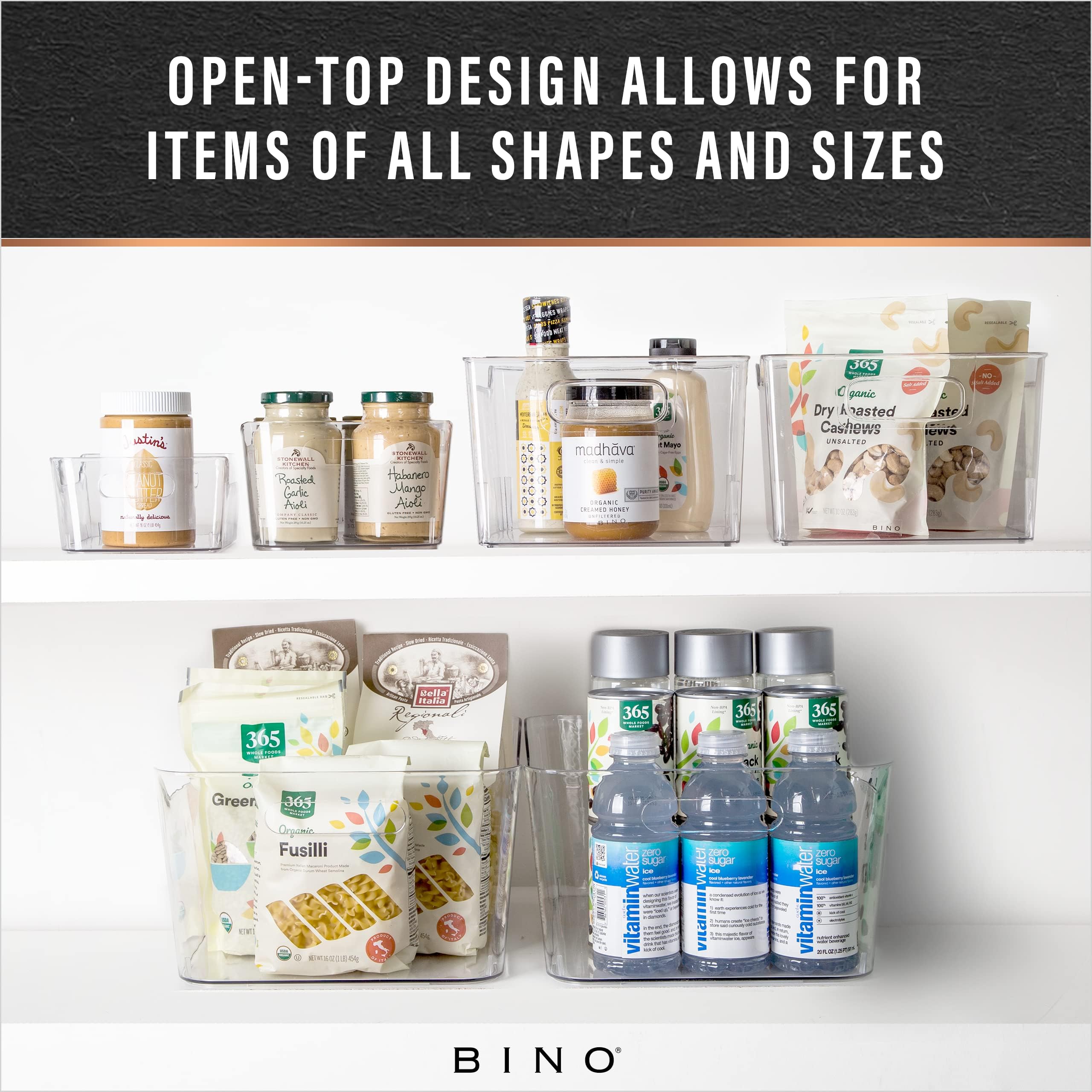 BINO | Plastic Organizer Bins, X-Small - 4 Pack | THE SOHO COLLECTION | Multi-Use Organizer Bins | Pantry Organizer & Freezer Organizer Bins | Plastic Storage Containers | Bins for Home & Kitchen Org