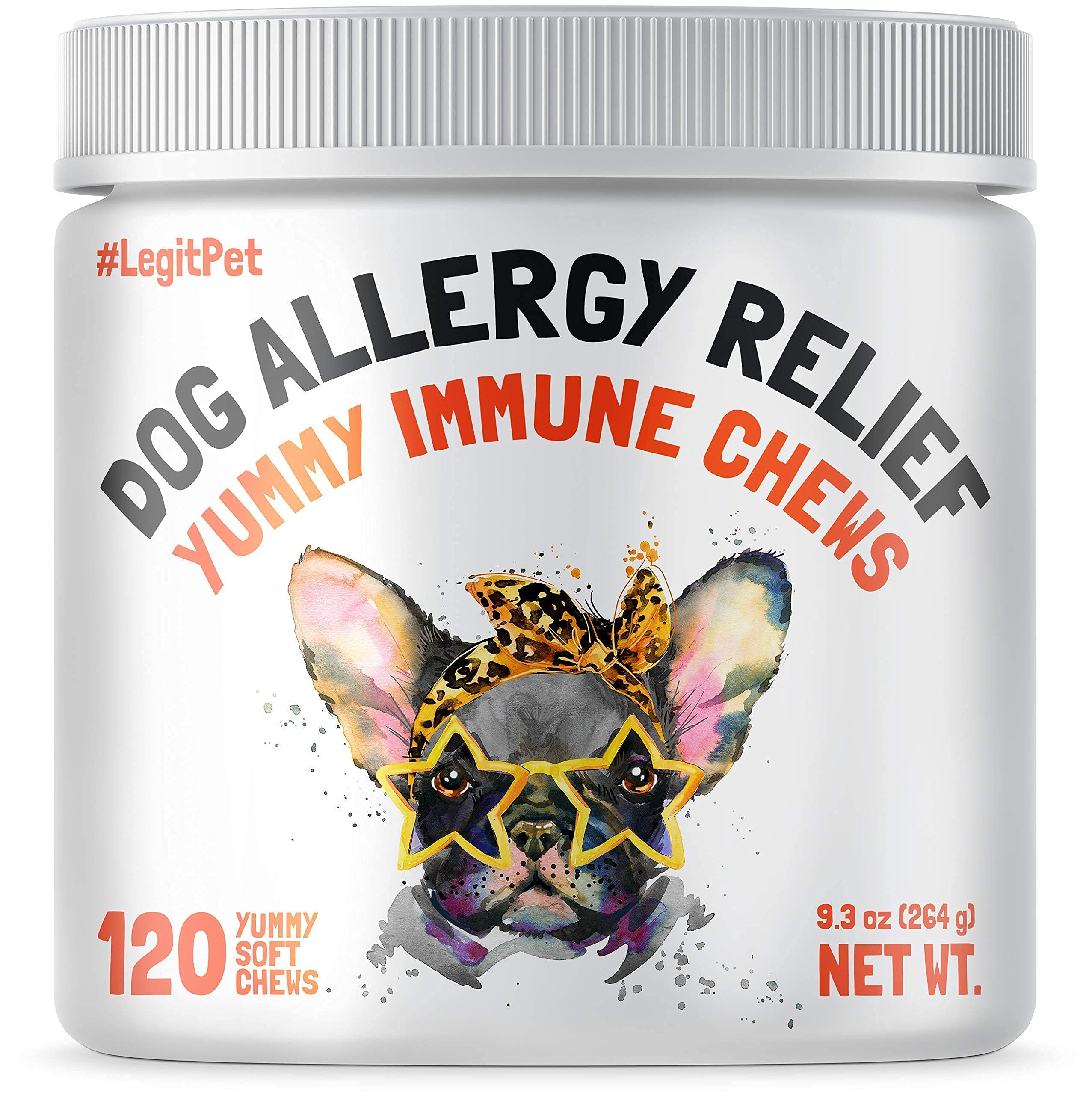 LEGITPET Allergy Relief Chews for Dogs & Immune Support with Kelp, Colostrum & Bee Pollen 120 Soft Chews and Hemp Hip & Joint Supplement for Dogs 120 Soft Chews Bundle - Made in USA