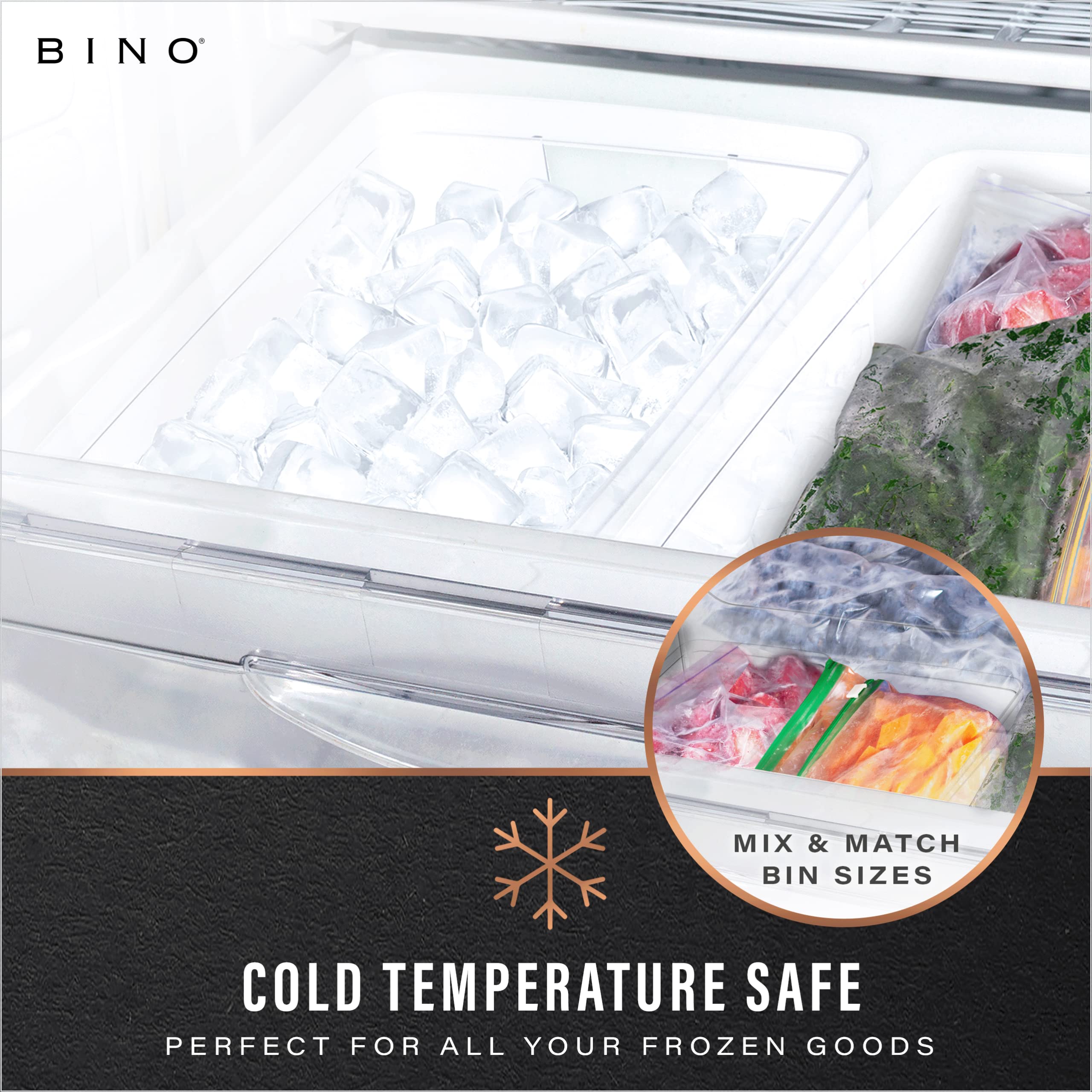 BINO | Plastic Bins, Large - 2 Pack | THE LUCID COLLECTION | Multi-Use| Built-In Handles | BPA-Free | Clear Storage Containers | Fridge Organizer | Pantry & Home Organization