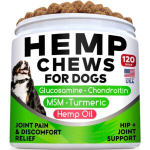 All-Natural Hemp Chews and Glucosamine for Dogs + Salmon Oil Omega 3 for Dogs - Advanced Hip & Joint Supplement + 32oz Fish Oil - Allergy Relief - Itch Relief, Shedding - Skin and Coat Supplement