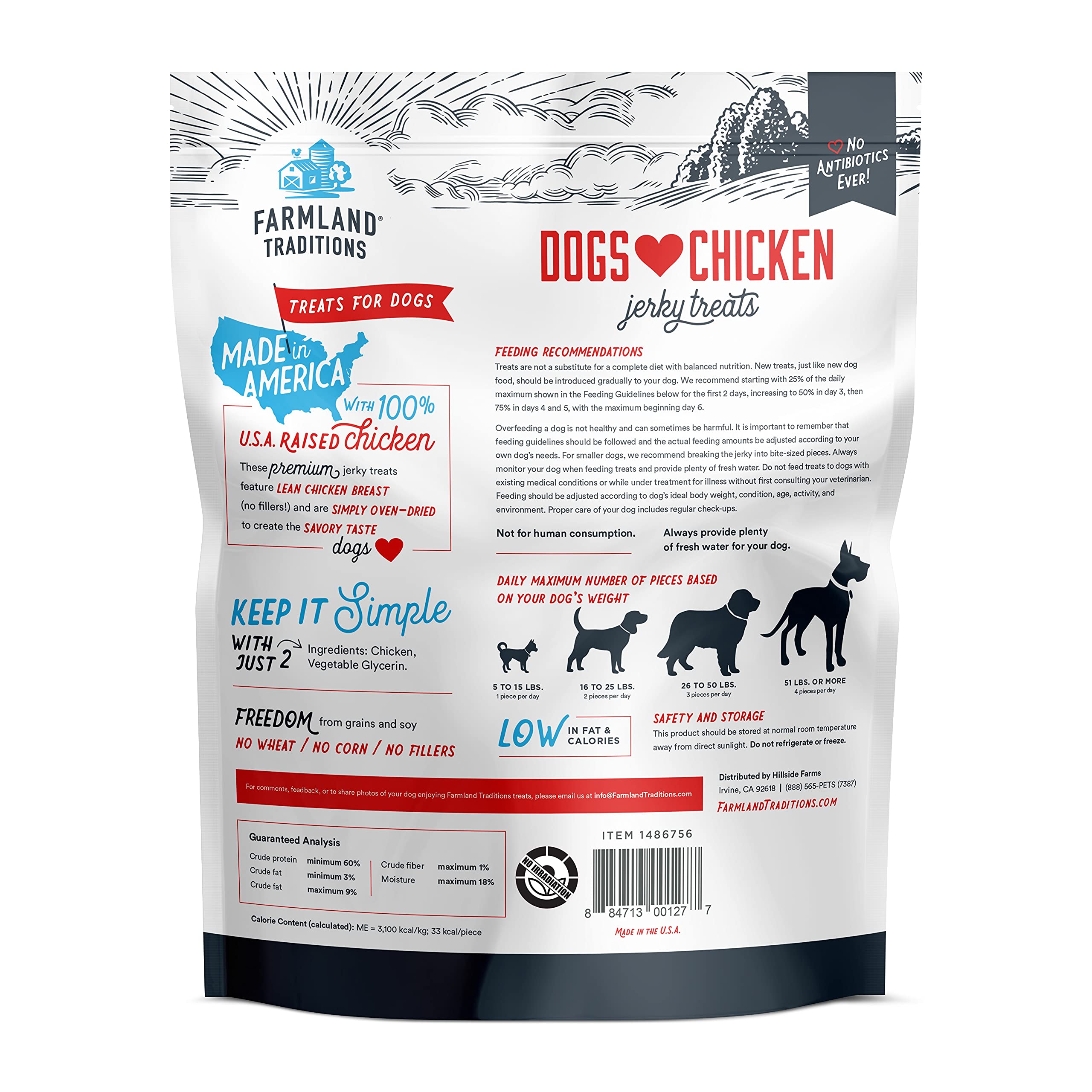 Farmland Traditions Dogs Love Chicken Premium Two Ingredients Jerky Treats for Dogs (3 lbs. No Antibiotics Ever USA Raised Chicken)