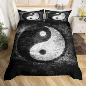 yin yang bedding set for girls boys boho trippy psychedelic art comforter cover decorative gossip pattern duvet cover traditional ying yang theme bed set king size 3pcs bedclothes (no comforter)