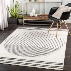 livabliss penrod modern geometric area rug,6'7" x 9',black/ivory