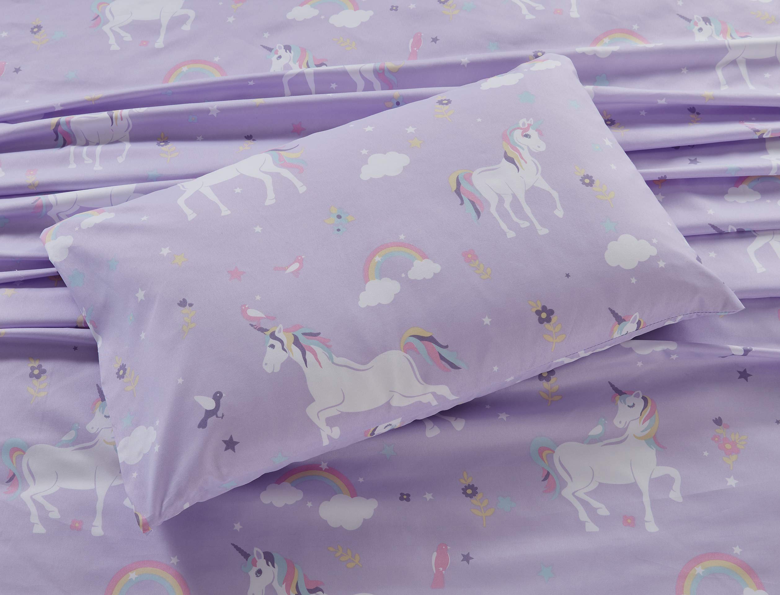 Linen Plus Sheet Set Kids/Teens Unicorn Bird Star Flower Cloud Lilac Purple Pink Yellow White New # Lilac Unicorn (Twin)