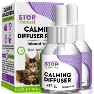 beloved pets pheromone calming diffuser refill 2 pack for cats with long-lasting relax effect - enhanced formula of anxiety relief - stress prevention for pets (diffuser not included)