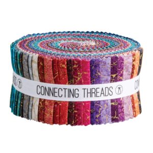 connecting threads blender collection precut cotton quilting fabric bundle 2.5" strips (quartz metallic tonals)