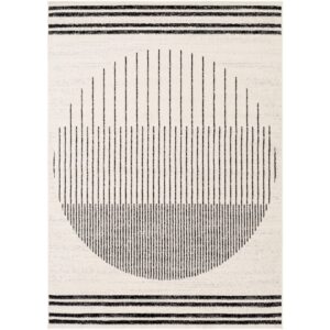 Livabliss Penrod Modern Geometric Area Rug,6'7" x 9',Black/Ivory