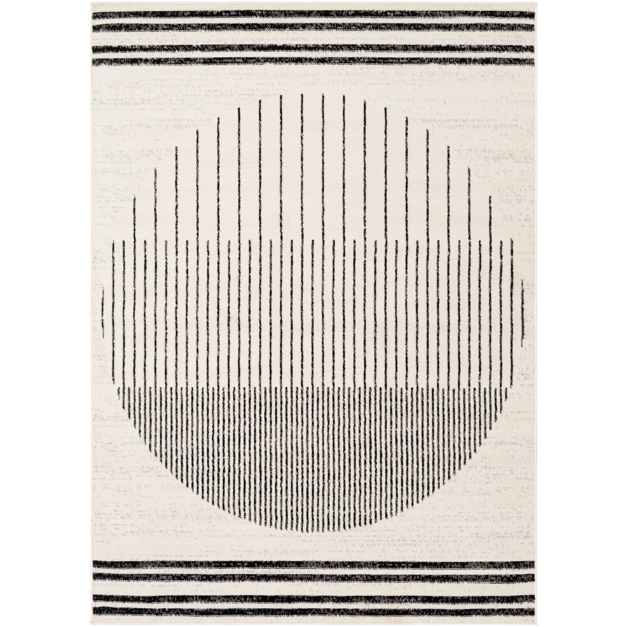 Livabliss Penrod Modern Geometric Area Rug,6'7" x 9',Black/Ivory