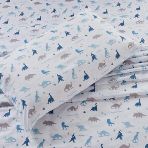 Linen Plus Sheet Set Kids/Teens Dinosaurs T-rex Triceratops Blue Light Blue White New # T-rex Blue (Twin)