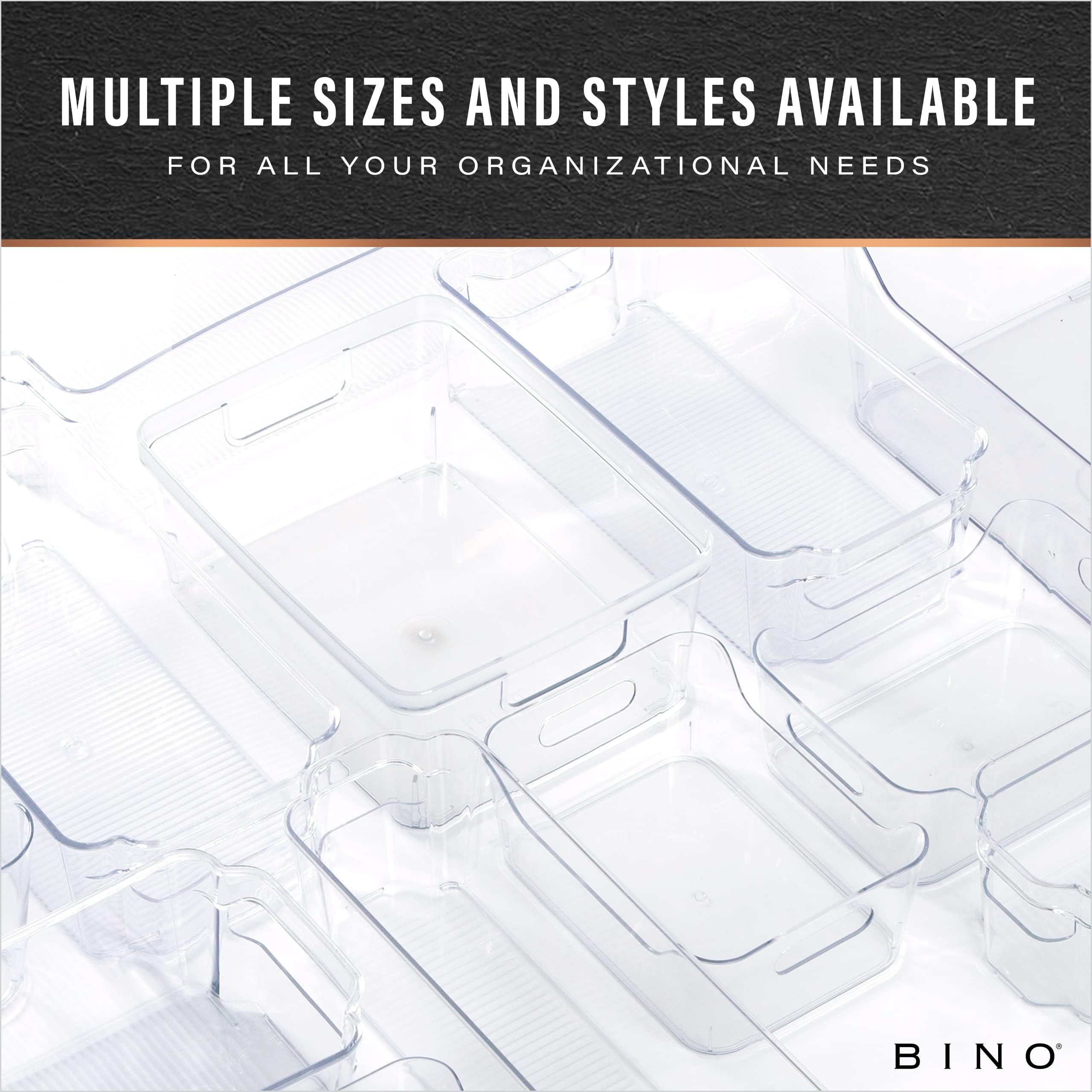 BINO | Plastic Organizer Bins, X-Small - 4 Pack | THE SOHO COLLECTION | Multi-Use Organizer Bins | Pantry Organizer & Freezer Organizer Bins | Plastic Storage Containers | Bins for Home & Kitchen Org