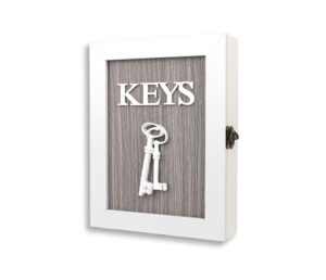 velista wooden key box for wall, vintage wood wall mounted key holder, key organizer, rustic key cabinet, key storage with 6-hooks, entryway organizer, vintage decor, housewarming gift (white)