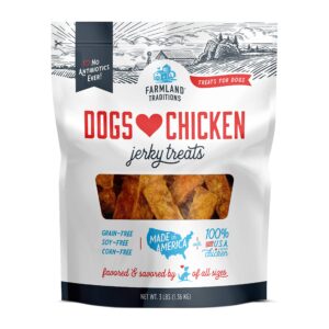 farmland traditions dogs love chicken premium two ingredients jerky treats for dogs (3 lbs. no antibiotics ever usa raised chicken)