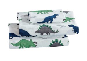 linen plus sheet set kids/teens ancient dinosaurs green blue grey white new # t-rex green (twin)