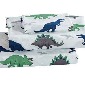 Linen Plus Sheet Set Kids/Teens Ancient Dinosaurs Green Blue Grey White New # T-rex Green (Twin)