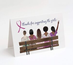 m market on mainstreet breast cancer support thank you cards with envelopes, blank inside, 25 cards with envelopes, made in the u.s.a. (support the girls)