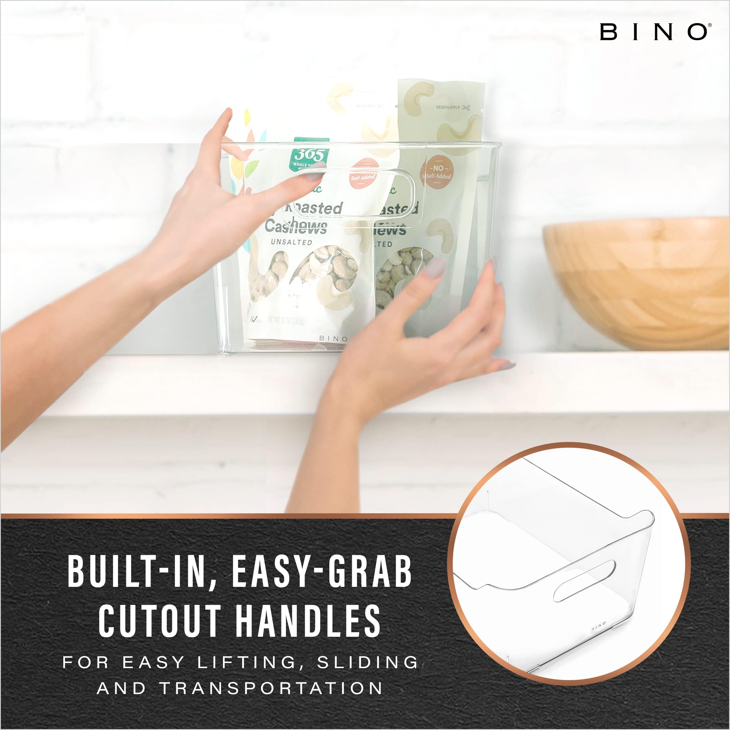 BINO | Plastic Organizer Bins, X-Small - 4 Pack | THE SOHO COLLECTION | Multi-Use Organizer Bins | Pantry Organizer & Freezer Organizer Bins | Plastic Storage Containers | Bins for Home & Kitchen Org