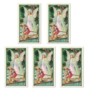 h holly lines guardian angel prayer cards picture of angel and children on the bridge laminated holy cards pack of five