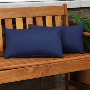 Sunnydaze Indoor and Outdoor Decorative Lumbar Pillows with Zipper Closures and Inserts - 12 x 20 Inch Rectangular Throw Pillows - Weather-Resistant Polyester - Navy