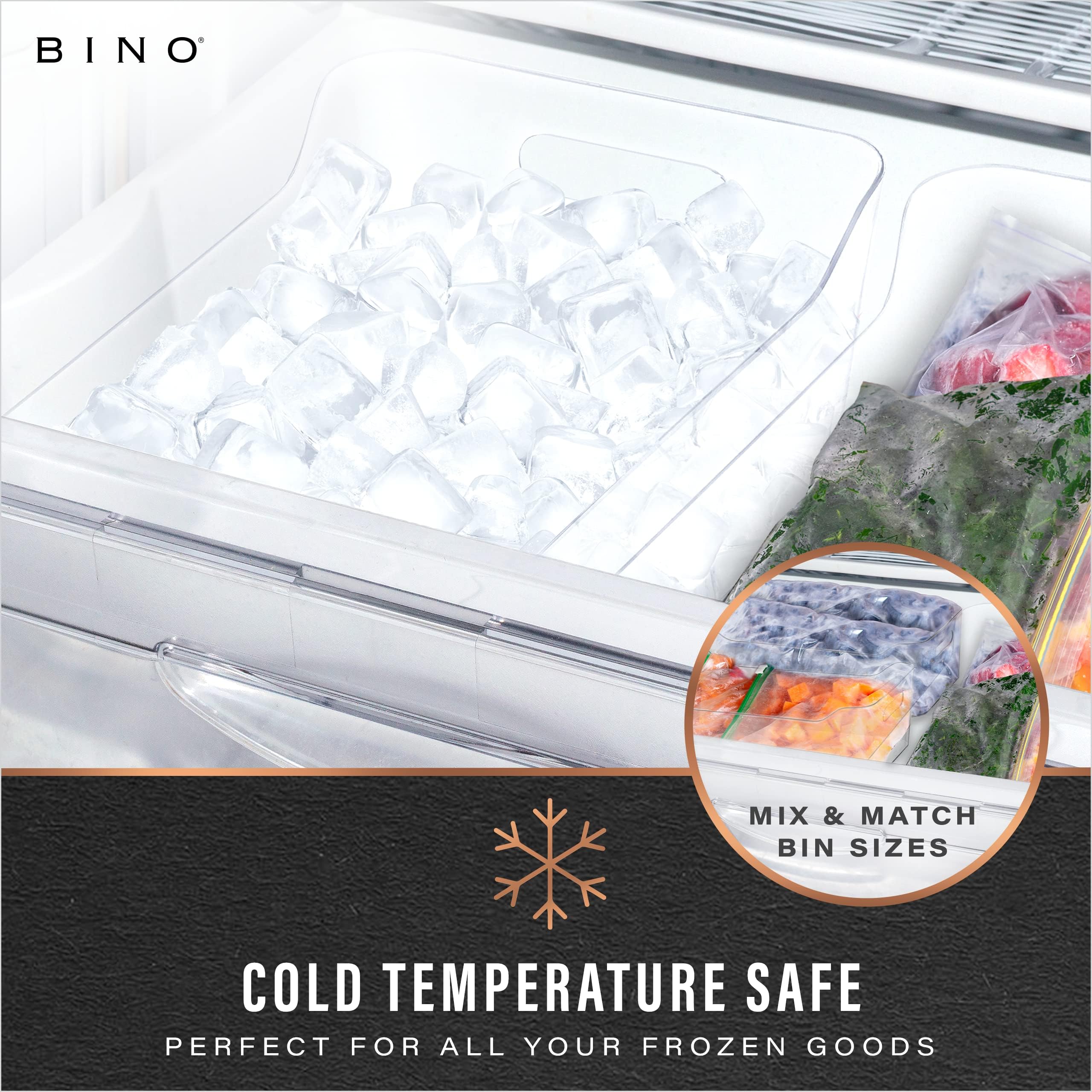 BINO | Plastic Organizer Bins, X-Small - 4 Pack | THE SOHO COLLECTION | Multi-Use Organizer Bins | Pantry Organizer & Freezer Organizer Bins | Plastic Storage Containers | Bins for Home & Kitchen Org