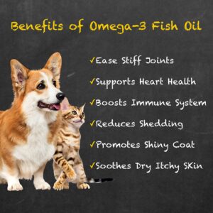 Deluxe Naturals Rich Omega-3 Fish Oil for Dogs & Cats | Natural EPA + DHA Fatty Acids for Shiny Coat, Reduce Itchy Skin, Support Joint Function, Immune & Heart Health, 32 FL OZ