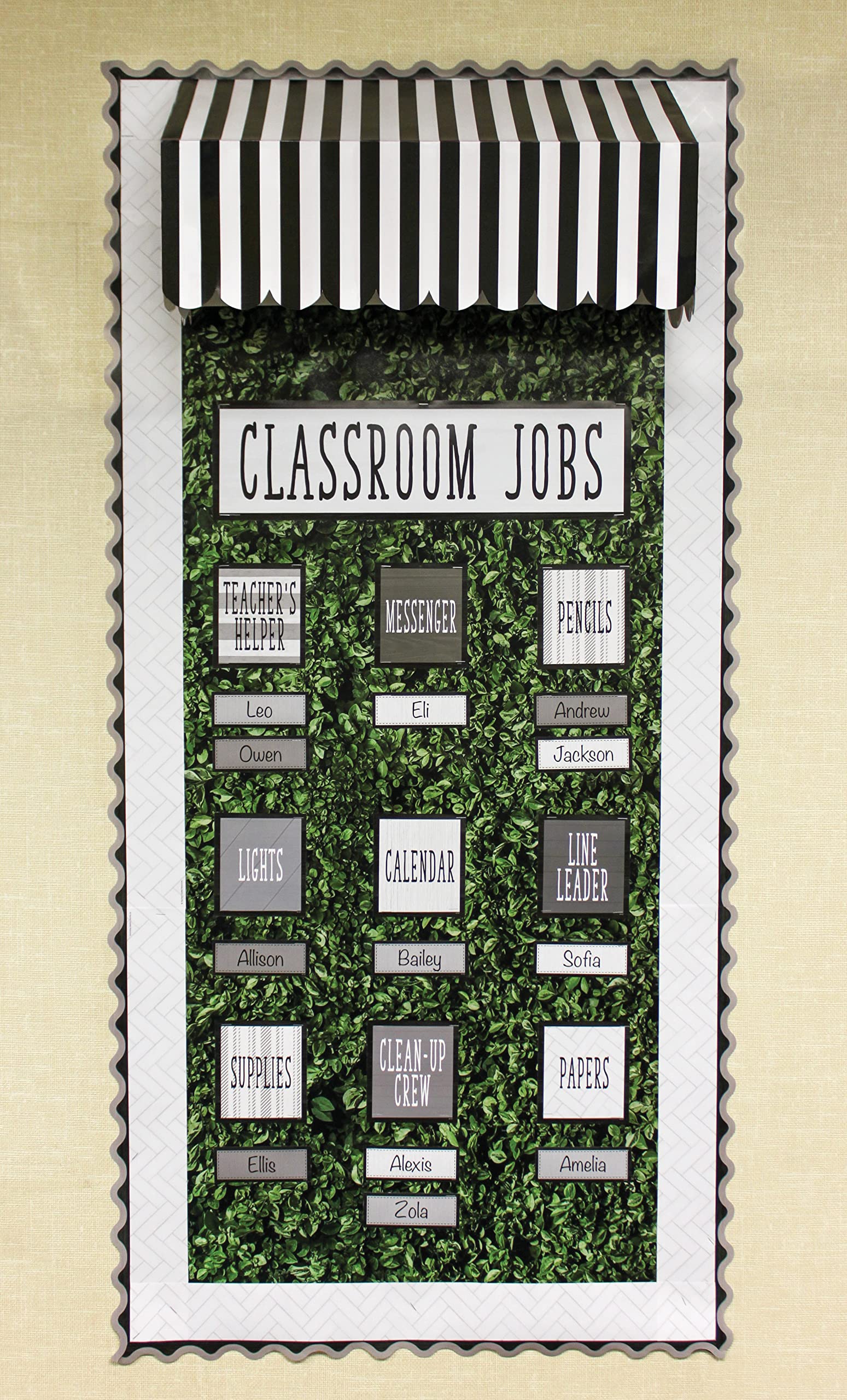 Teacher Created Resources Modern Farmhouse Black with Gray Scalloped Rolled Border Trim – 50ft - Decorate Bulletin Boards, Walls, Desks, Windows, Doors, Lockers, Schools, Classrooms, Homeschool