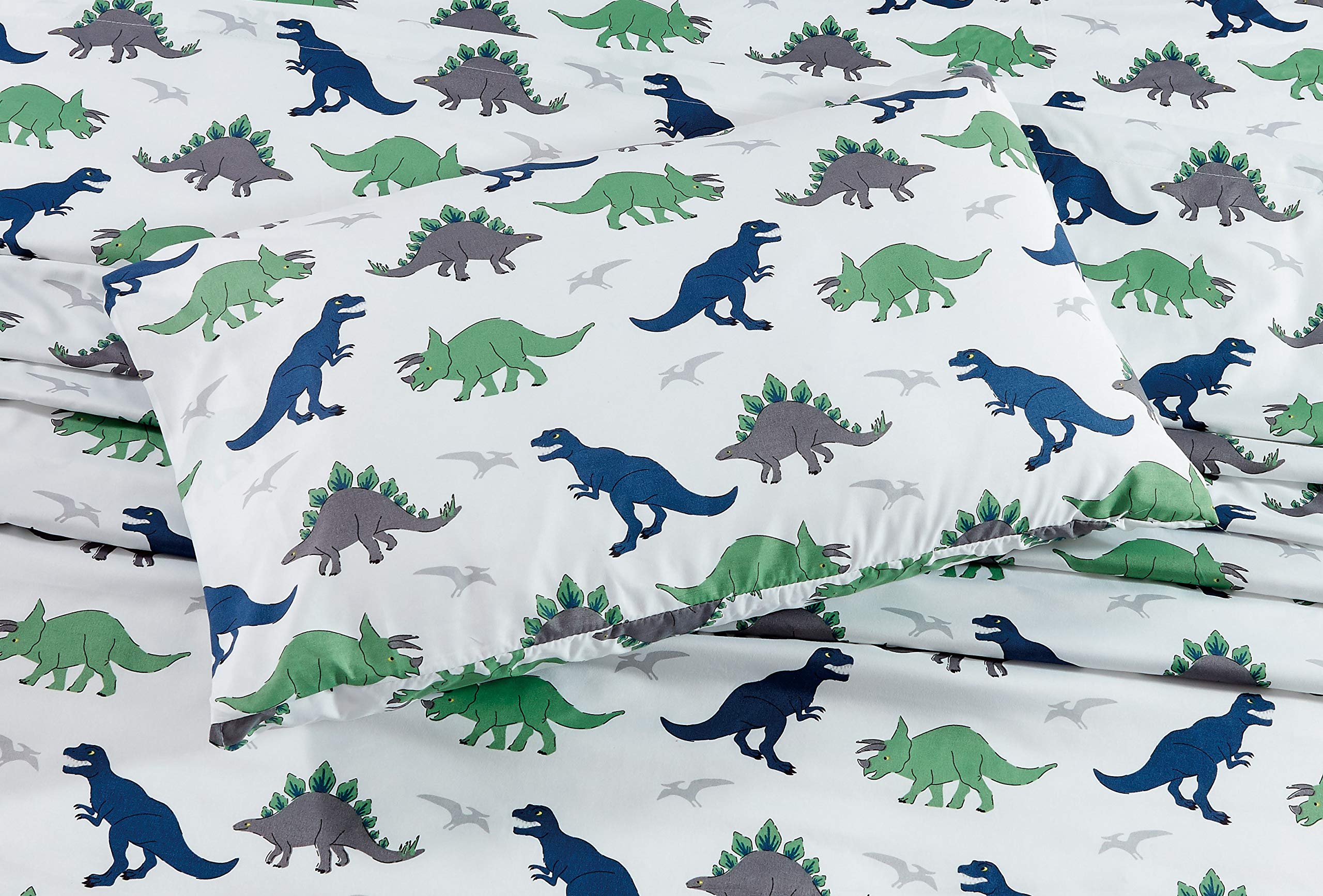 Linen Plus Sheet Set Kids/Teens Ancient Dinosaurs Green Blue Grey White New # T-rex Green (Twin)