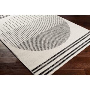 Livabliss Penrod Modern Geometric Area Rug,6'7" x 9',Black/Ivory