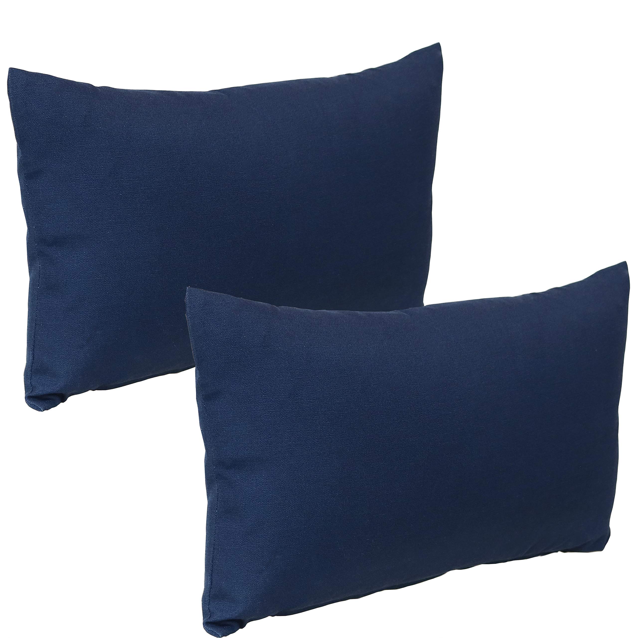 Sunnydaze Indoor and Outdoor Decorative Lumbar Pillows with Zipper Closures and Inserts - 12 x 20 Inch Rectangular Throw Pillows - Weather-Resistant Polyester - Navy