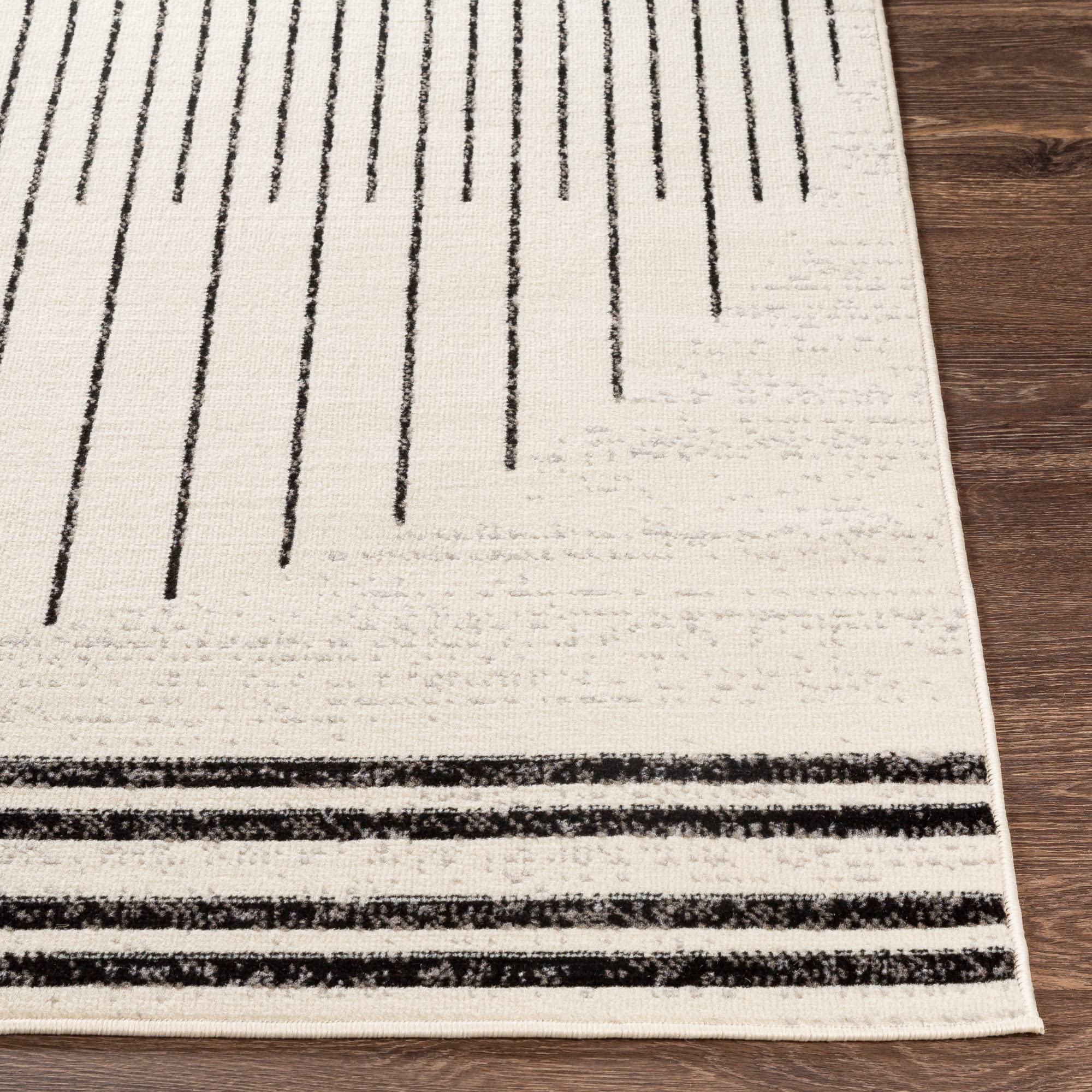 Livabliss Penrod Modern Geometric Area Rug,6'7" x 9',Black/Ivory