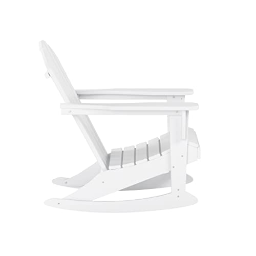 WO Home Furniture Patio Rocking Chair Classic Outdoor HDPE UV Weather Resistant (White)