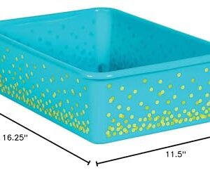 Teal Confetti Large Plastic Storage Bins - 6 Pack