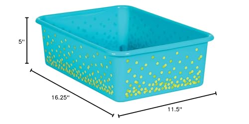 Teal Confetti Large Plastic Storage Bins - 6 Pack