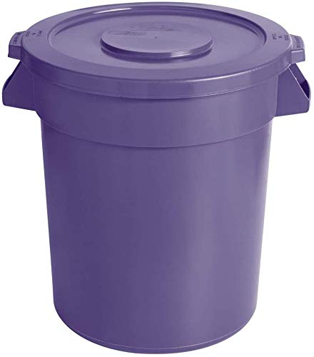 PRO&Family 80 Qt. / 20 Gallon / 75 Liters Purple Round Ingredient Bin/Commercial Trash Can and Lid. Kitchen Garbage Can Office Trash Can Recycle Bin Waste Basket Touchless