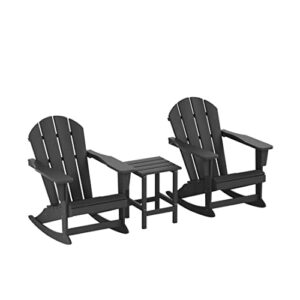 wo home furniture patio rocking chair set of 3 pcs classic outdoor adirondack rocker chairs & table (grey)