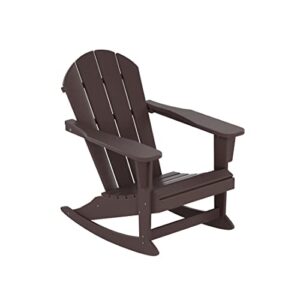 WO Home Furniture Patio Rocking Chair Set of 3 PCS Classic Outdoor Adirondack Rocker Chairs & Table (Dark Brown)