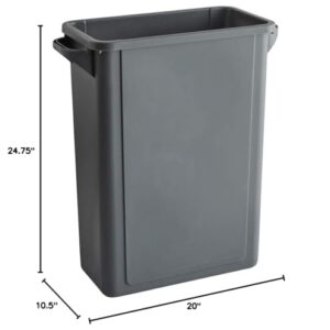 PRO&Family 60 Qt. / 15 Gallon / 57 Liters Gray Slim Rectangular Trash Can. Kitchen Garbage Can Office Trash Can Recycle Bin Waste Basket Touchless