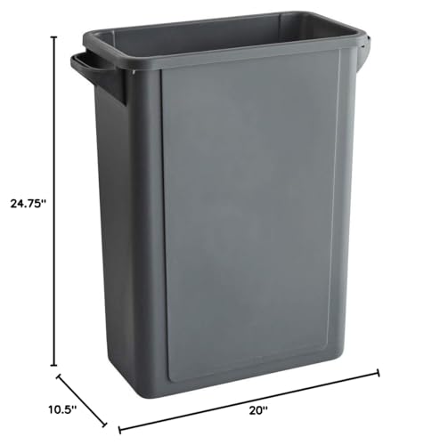 PRO&Family 60 Qt. / 15 Gallon / 57 Liters Gray Slim Rectangular Trash Can. Kitchen Garbage Can Office Trash Can Recycle Bin Waste Basket Touchless